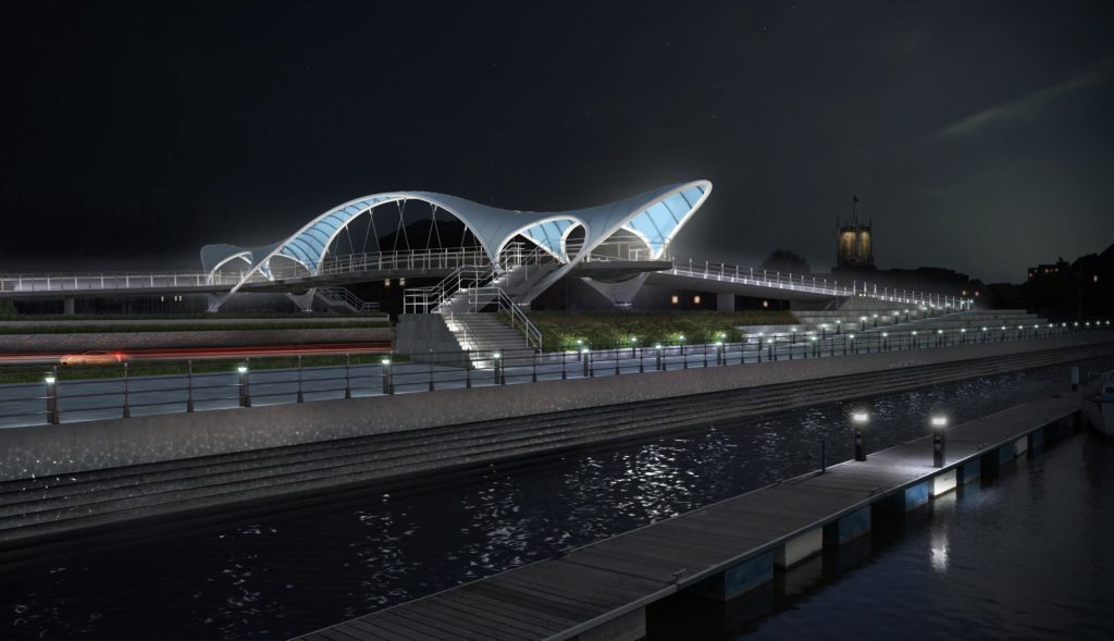 ArcaWeb: Construction of Princes Quay Bridge, Hull now underway