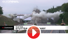 See footage of autobahn bridge demolition