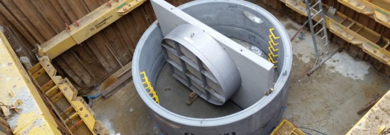 Largest circular precast weir wall chamber installed